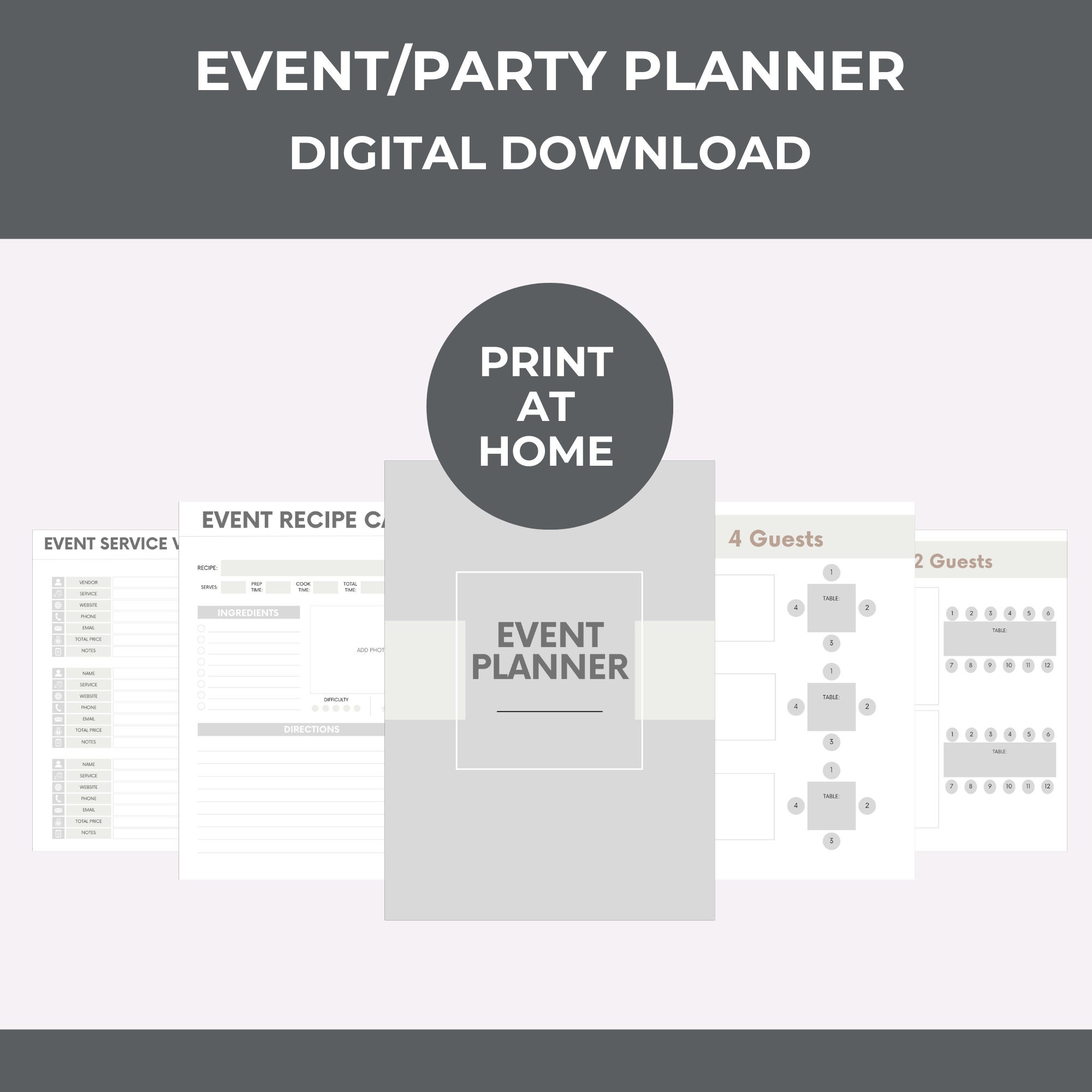 Event Planner, Printable Event Planner, Digital Download, Event ...