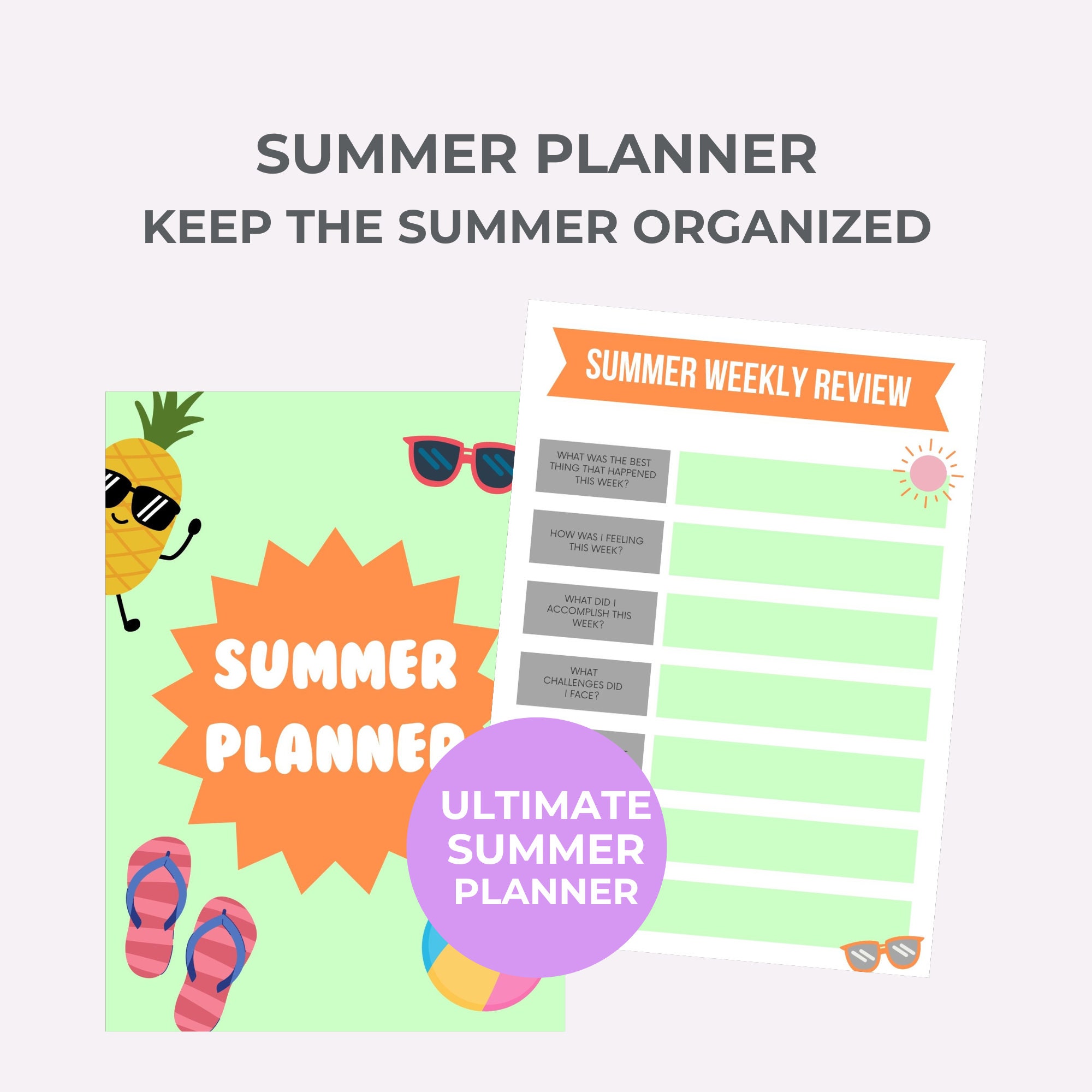 Summer Planner, Kids Summer Activity Planner, Digital Download ...