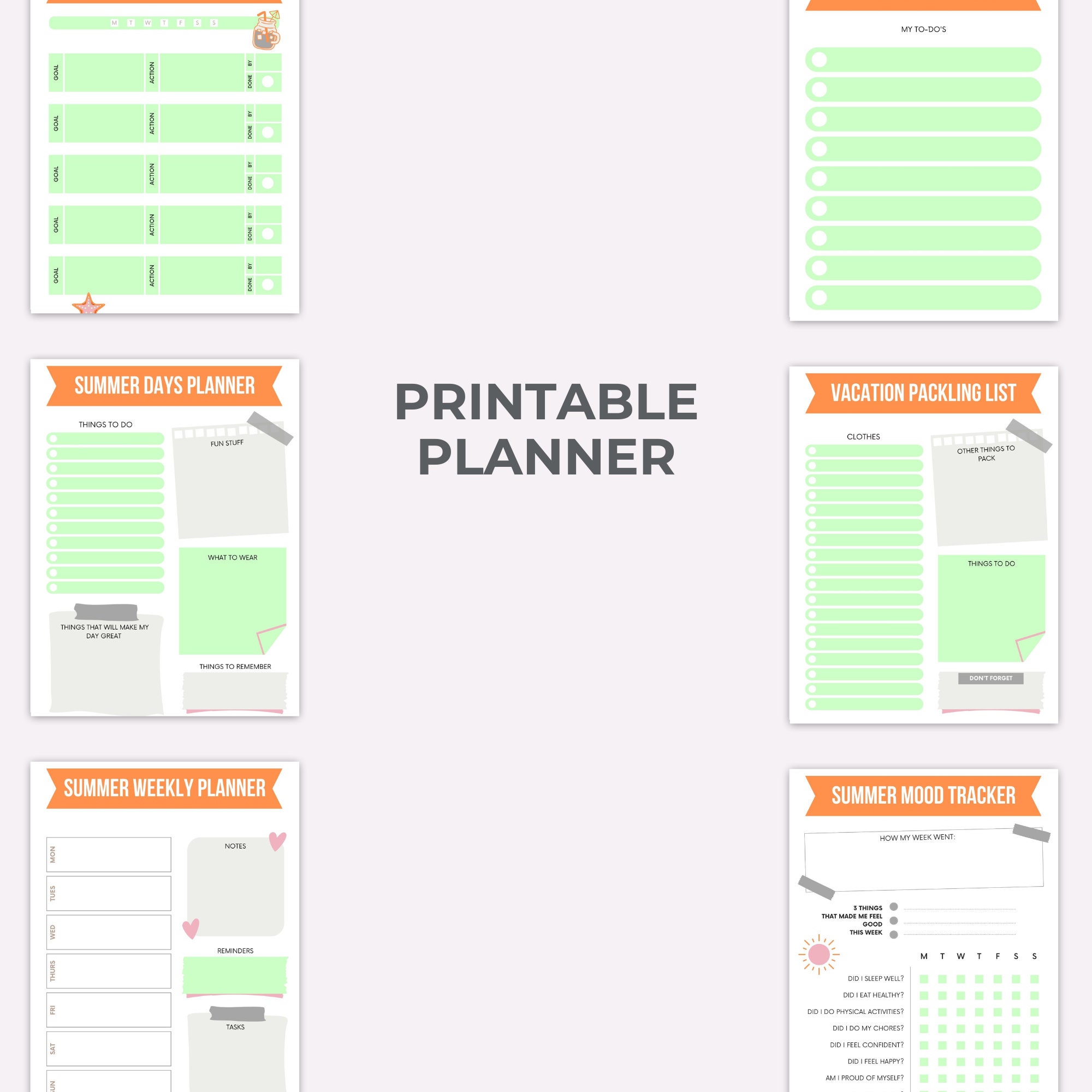 Summer Planner, Kids Summer Activity Planner, Digital Download ...