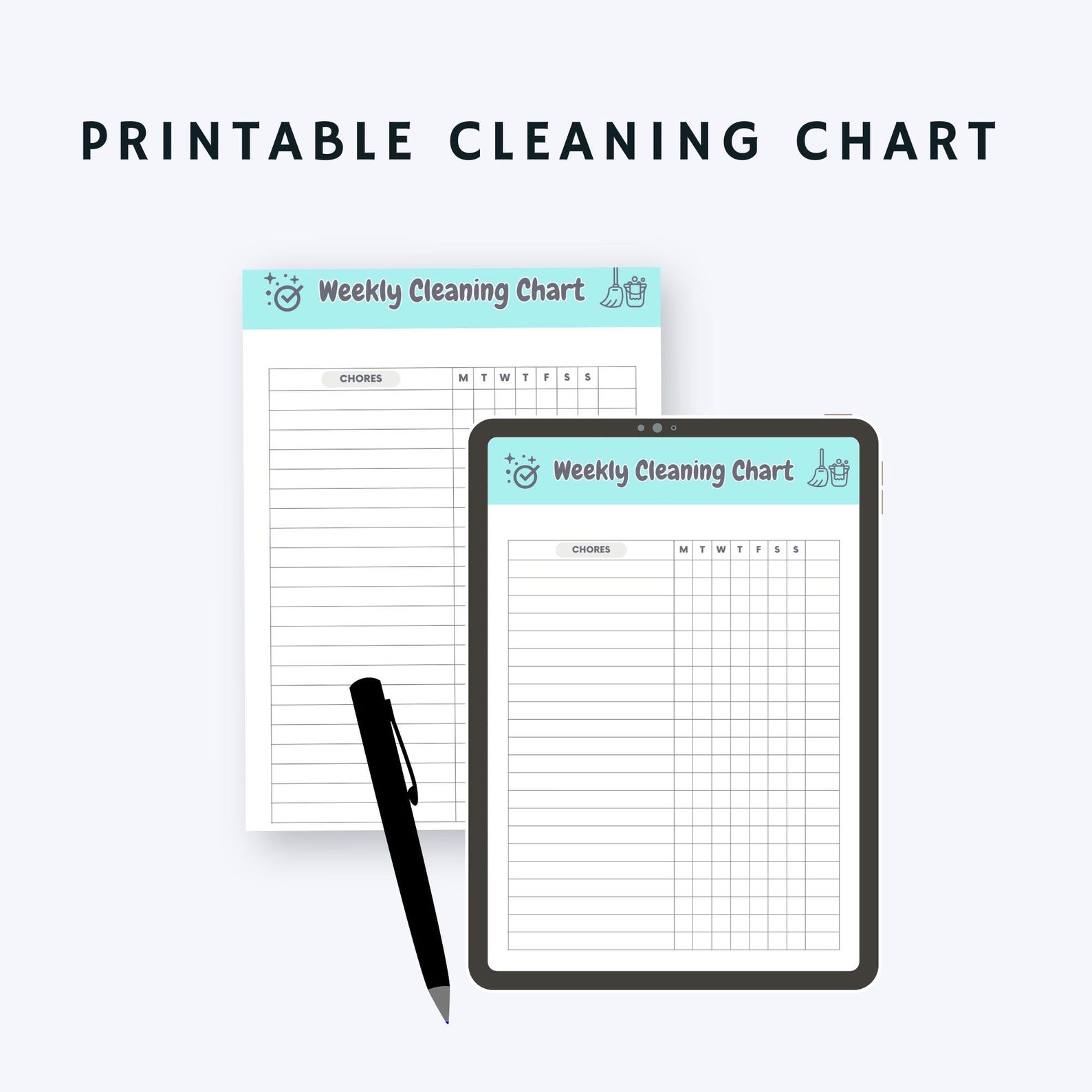 Weekly Cleaning Chart, Printable Chore Chart, Weekly Chore Chart ...