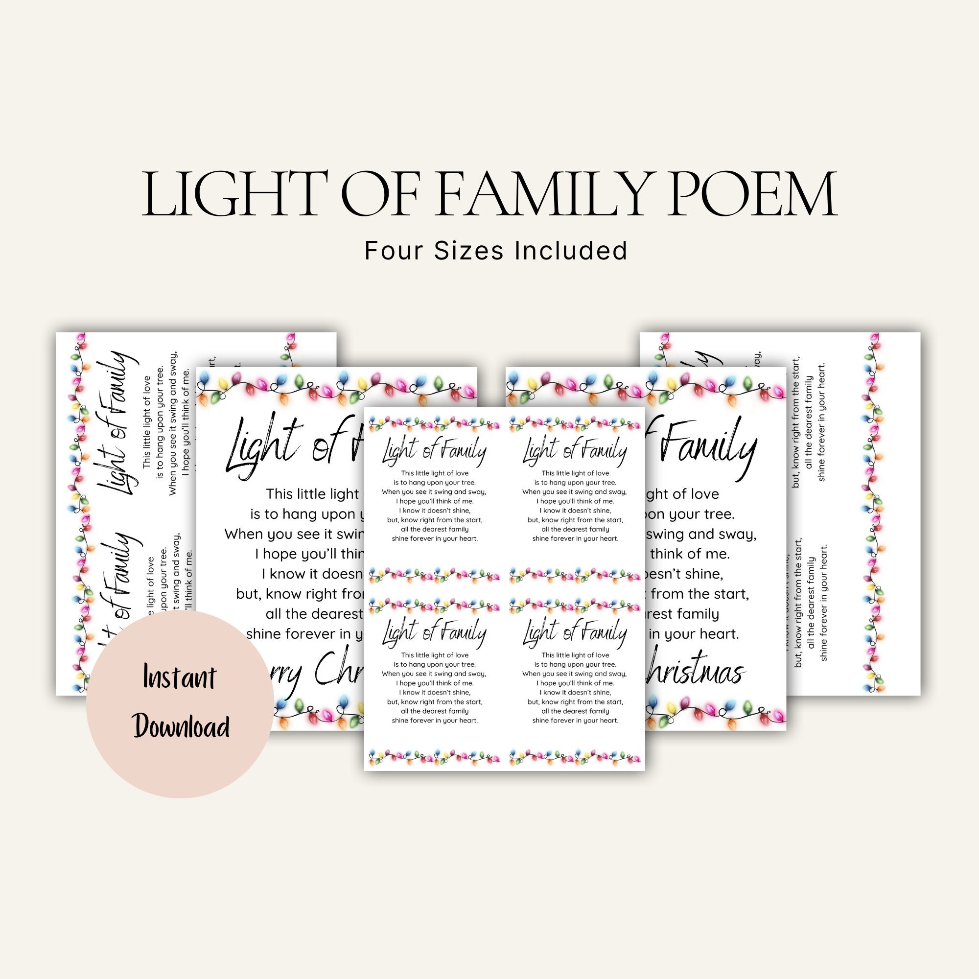 Light of Family Poem, Light of Family Digital Download, Printable Light ...