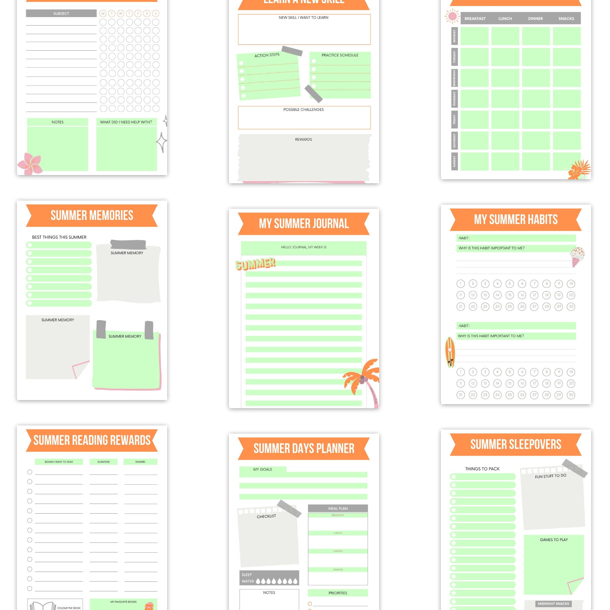 Summer Planner, Kids Summer Activity Planner, Digital Download ...