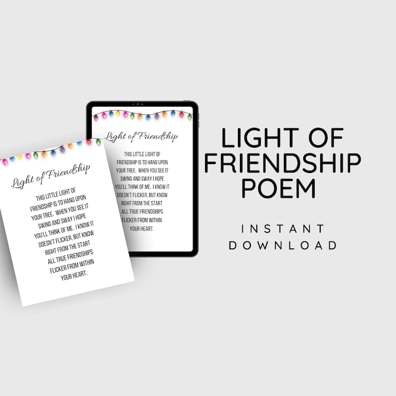Light of Friendship Poem, Light of Friendship Digital Download ...