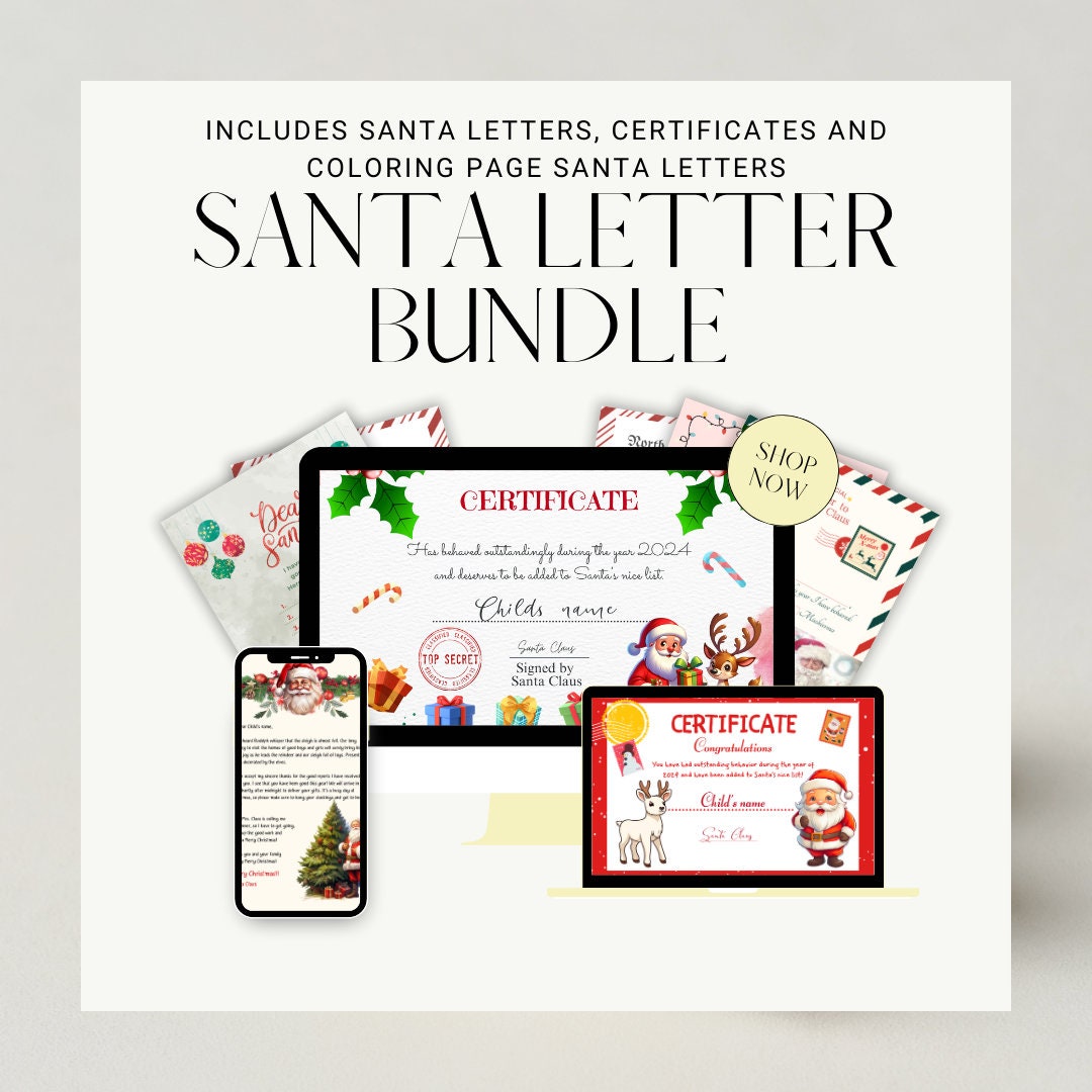 Christmas Template Bundle, Santa Template Bundle, Santa Letter and ...