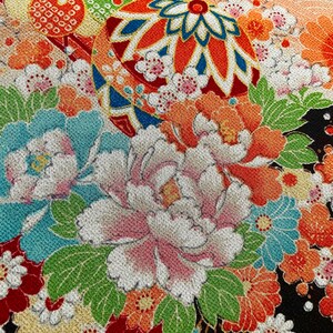 Kyoto Yuzen Crepe Fabric, Japanese Kimono Fabric, Chirimen Fabric ...
