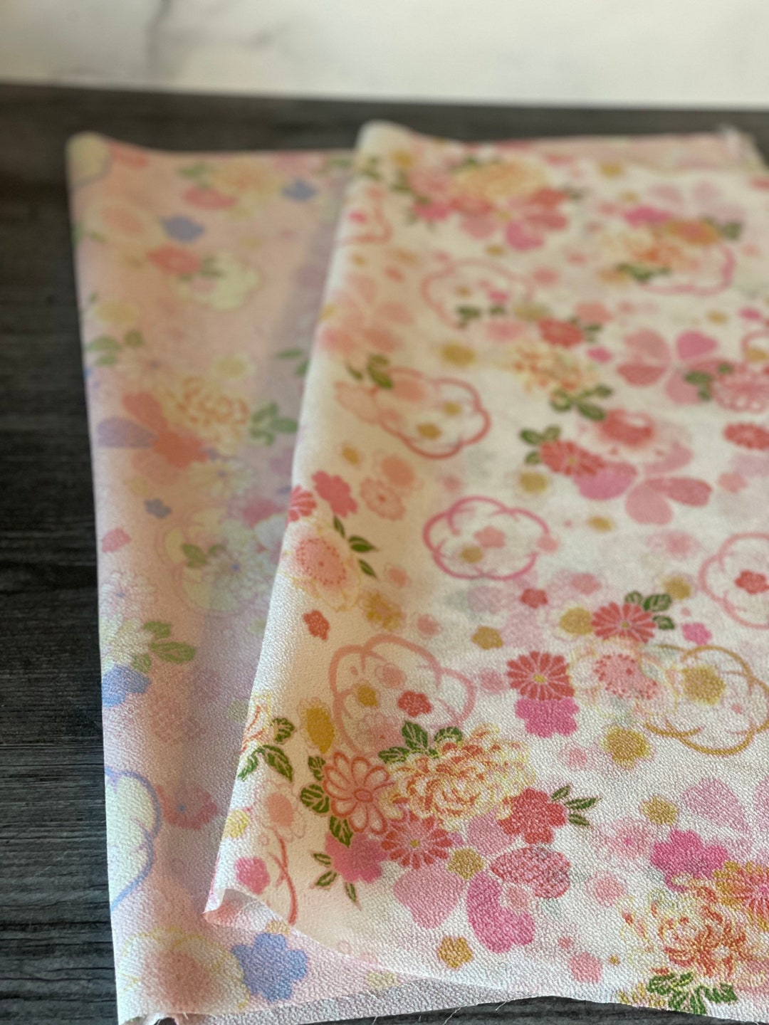 Kyoto Yuzen Crepe Fabric, Japanese Kimono Fabric, Chirimen Fabric ...
