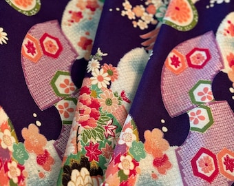 Kyoto Yuzen Crepe Fabric, Japanese Kimono Fabric, Chirimen Fabric ...