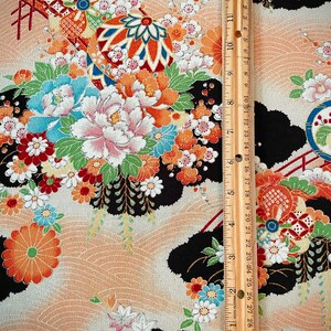 Kyoto Yuzen Crepe Fabric, Japanese Kimono Fabric, Chirimen Fabric ...