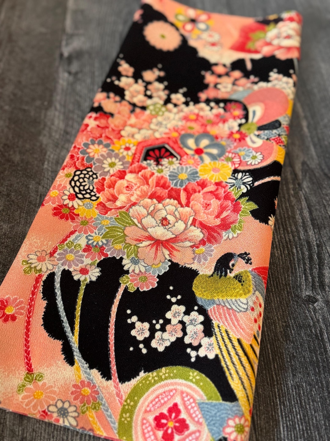 Kyoto Yuzen Crepe Fabric, Japanese Kimono Fabric, Chirimen Fabric ...