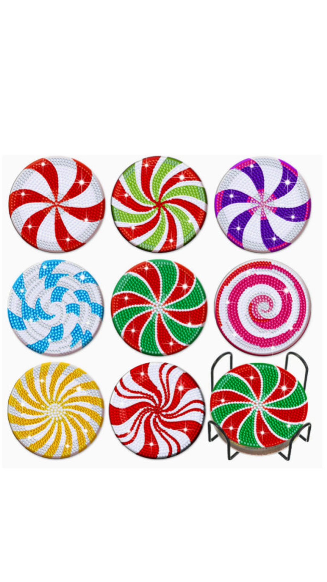 Candy Coasters, Diamond Art Painting Kit DIY Full ROUND Rhinestone's ...