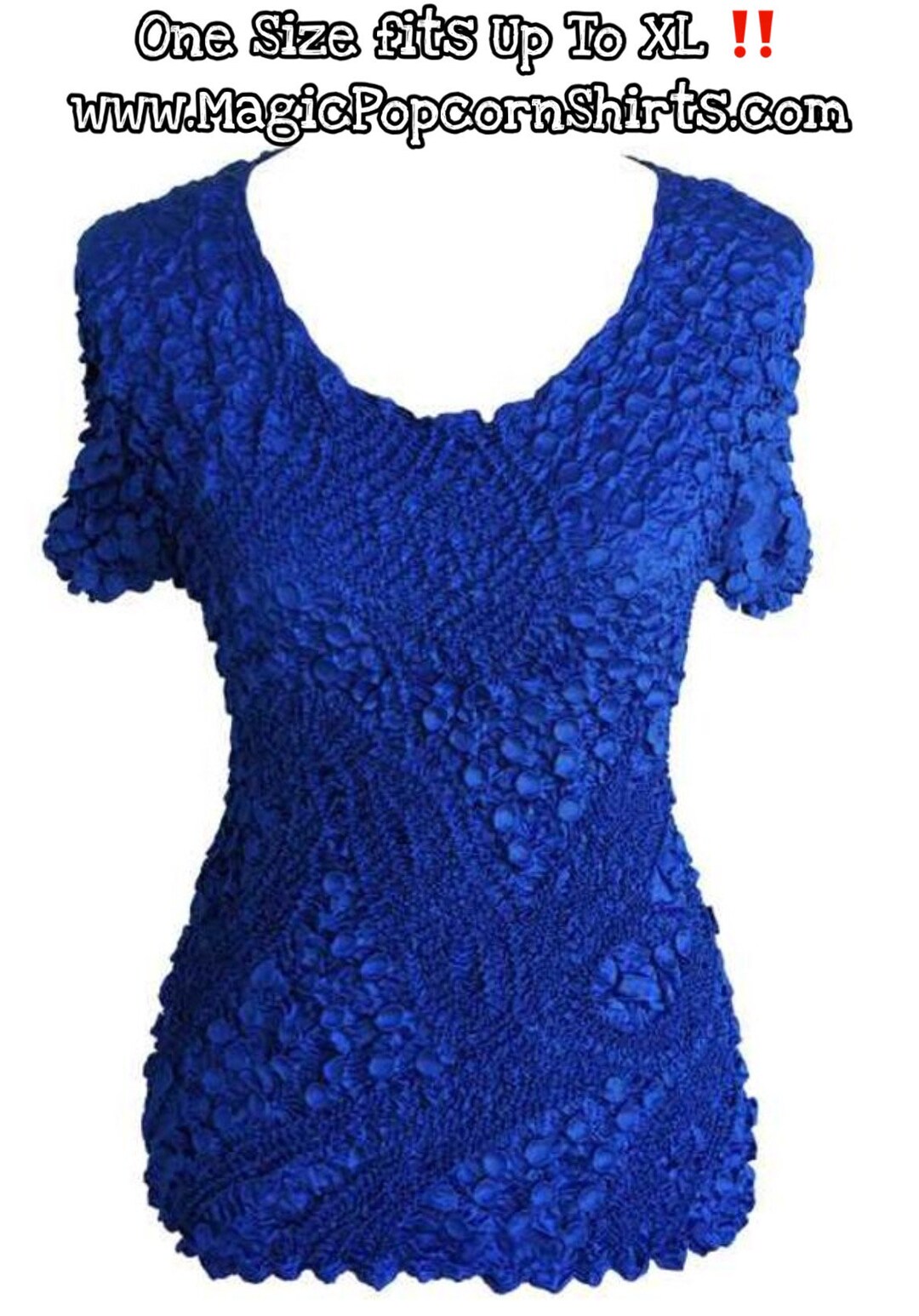 NEW Magic Coin & Lace Popcorn Short Sleeve Solid Royal Blue Gorgeous ...