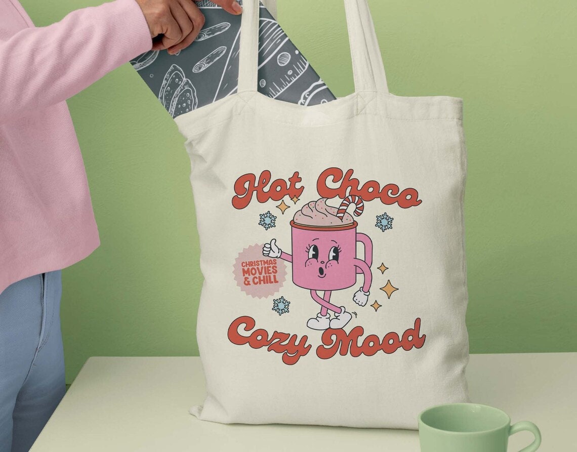 Hot Choco Cozy Mood SVG PNG File, Cute Retro Christmas Character Design ...