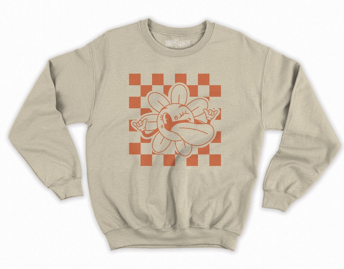 Retro Checkered Pattern Flower SVG, Groovy Trendy Svg, Design for T ...