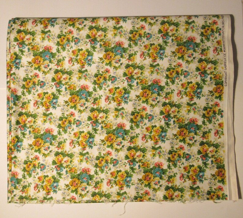 Lovely Vintage 1950s Floral Print Cotton Fabric by Designer - Etsy
