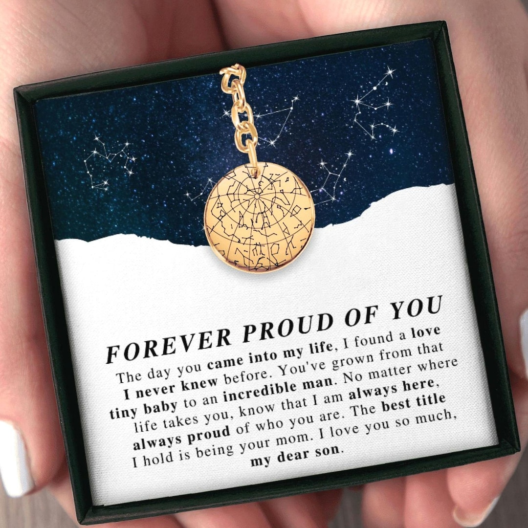 21st Birthday Gift for Son, Custom Star Map Keychain by Date, Sentimental Gift From Mom ...
