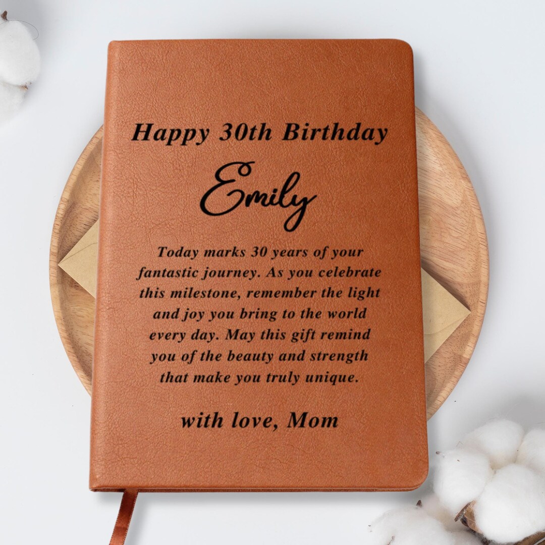 Personalized 30th Birthday Gift, Custom Leather Journal, Milestone ...