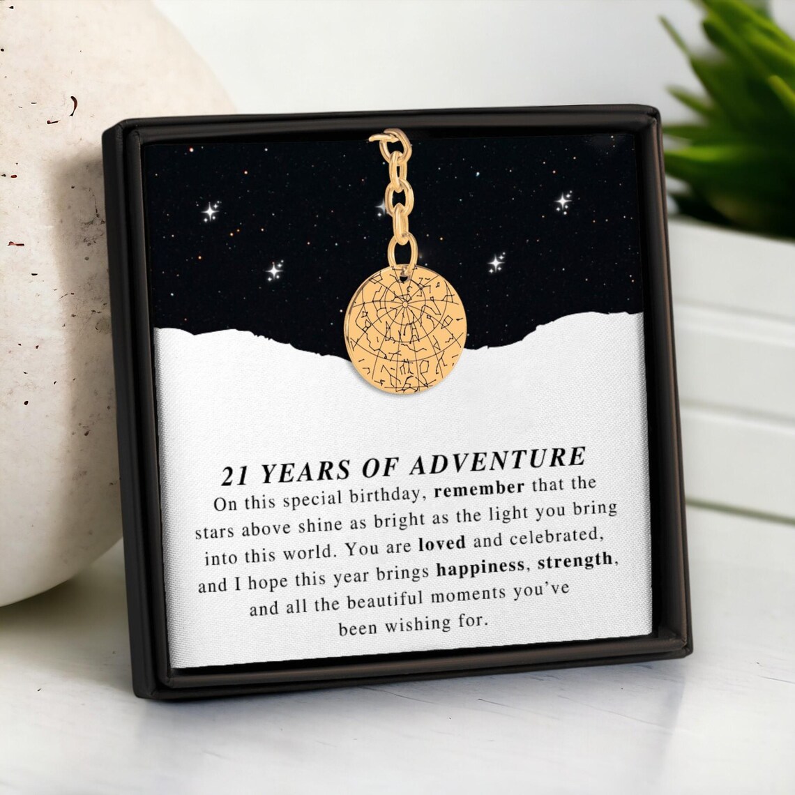 21st Birthday Gift Custom Star Map Keychain by Date, Sentimental ...
