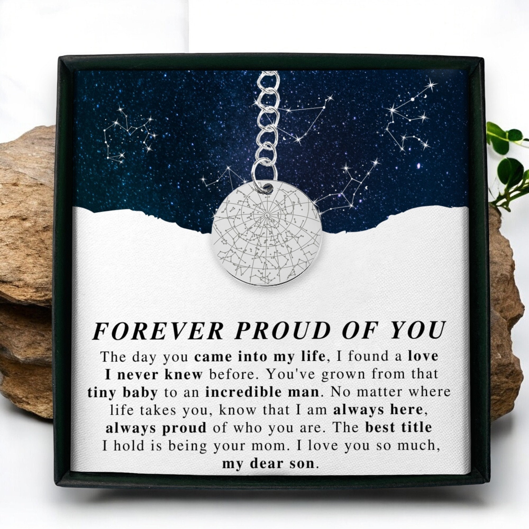 21st Birthday Gift for Son, Custom Star Map Keychain by Date ...