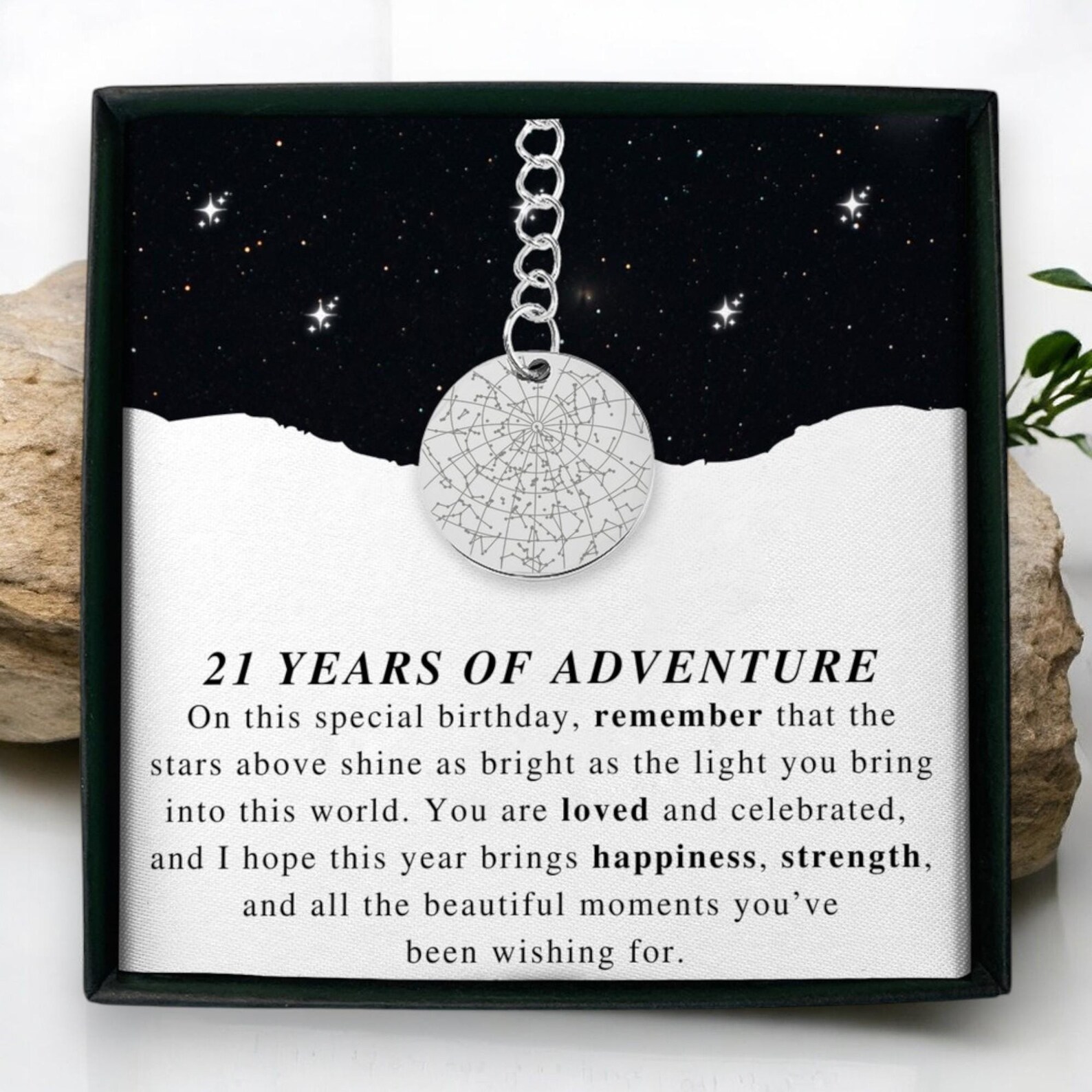 21st Birthday Gift Custom Star Map Keychain by Date, Sentimental ...