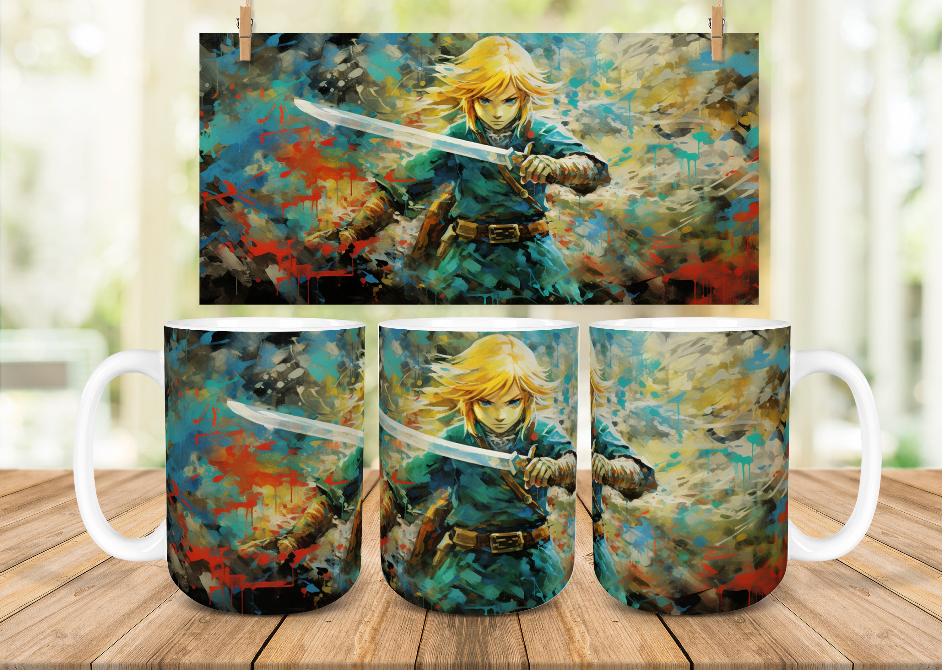 Abstract Legend of Zelda Link Mug Sublimation Template (PNG) - Etsy
