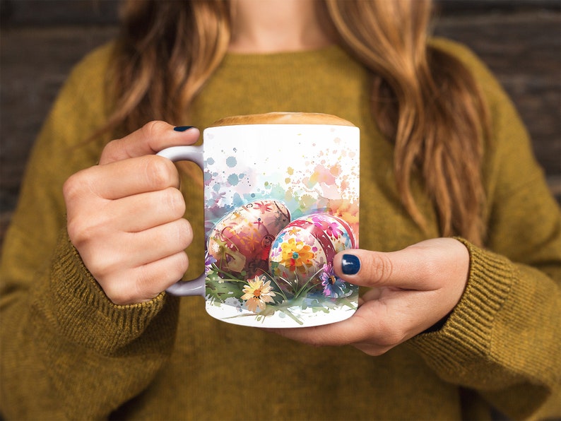 Easter Egg Mug Wrap Design, 11oz & 15oz Easter Eggs Mug Sublimation ...