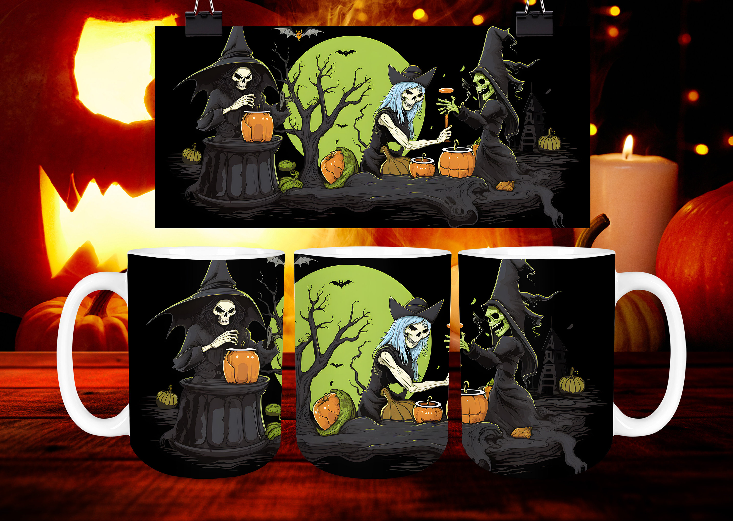 15 2D Halloween Mug Wrap Sublimation Designs, 11oz & 15oz Mug Press ...