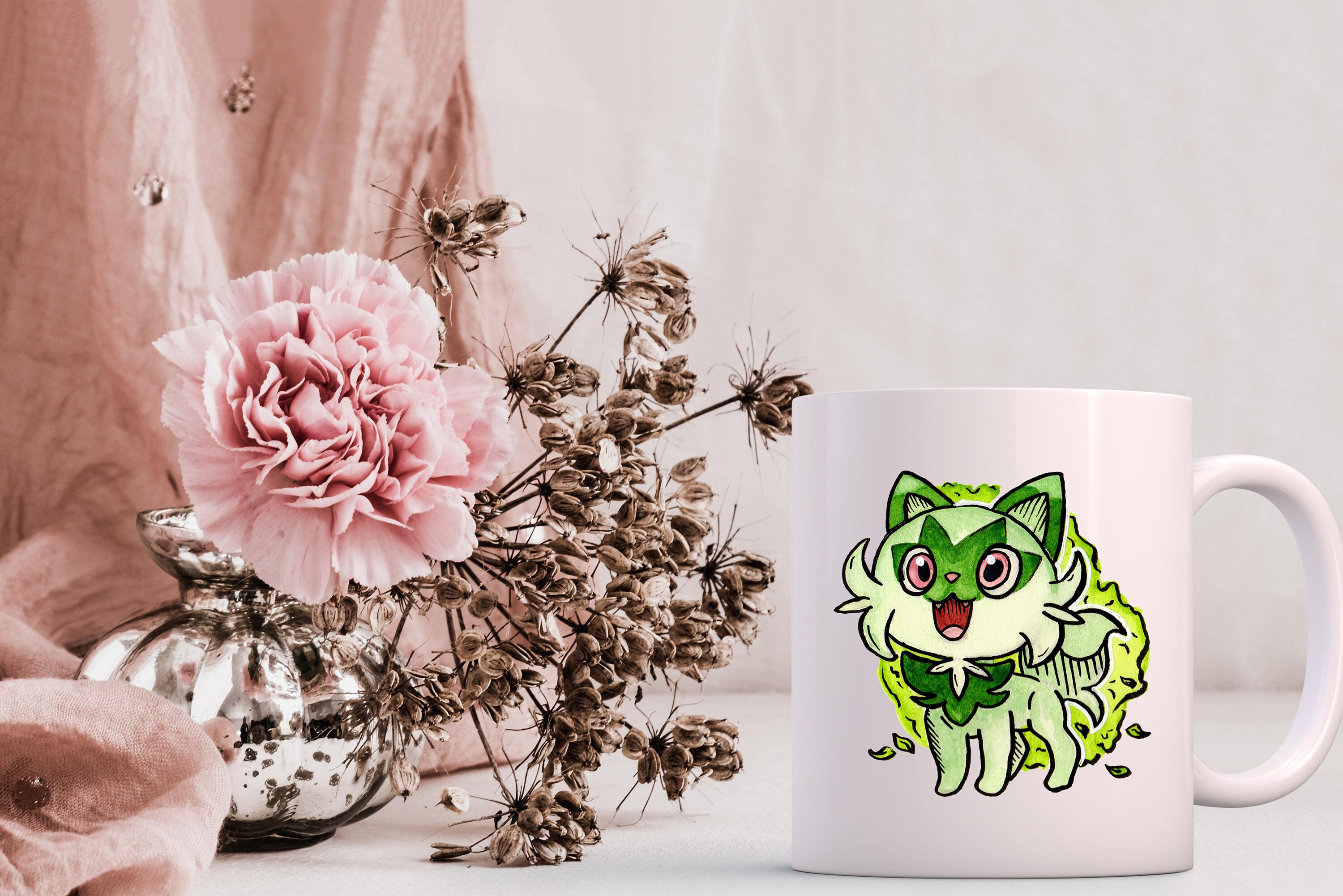 Sprigatito Mug, Pokémon Scarlet & Violet Mug, Pokémon Mug, Watercolor ...