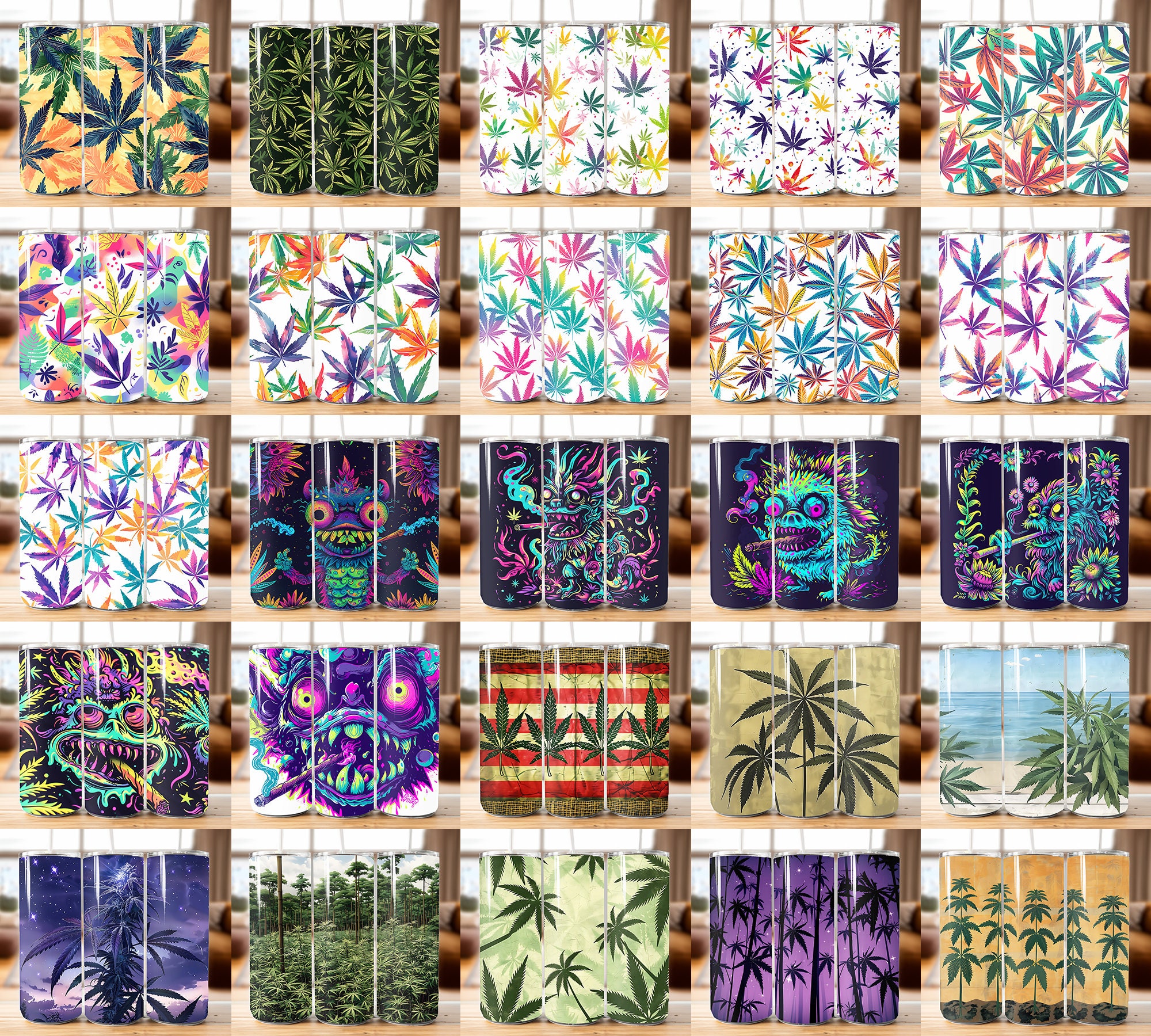 200 Weed Variety Pack Tumbler Wrap Bundle, 20oz Weed Tumbler Wrap ...