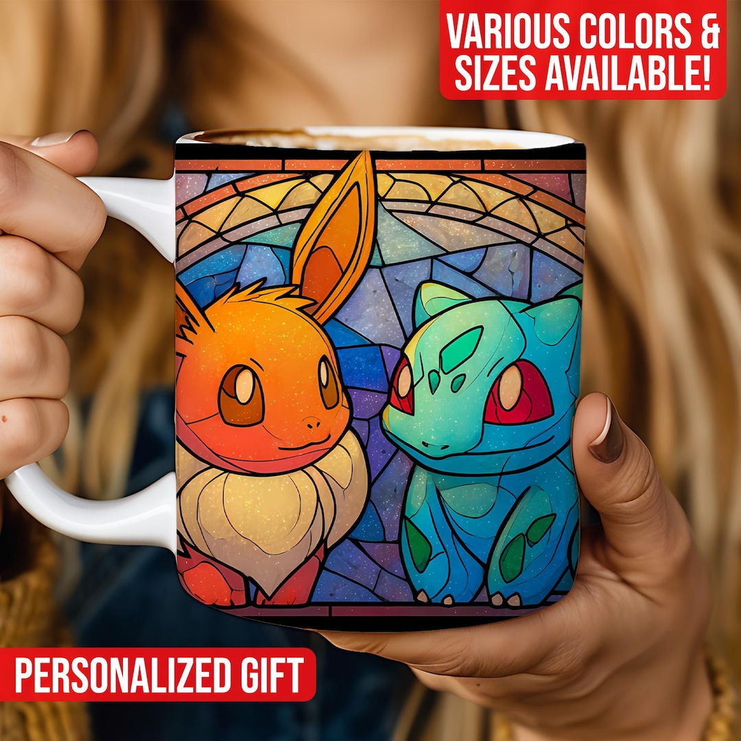 Stained Glass Poke Art Mug, Poke Ceramic Coffee Cup, Poke Gift, Stained ...