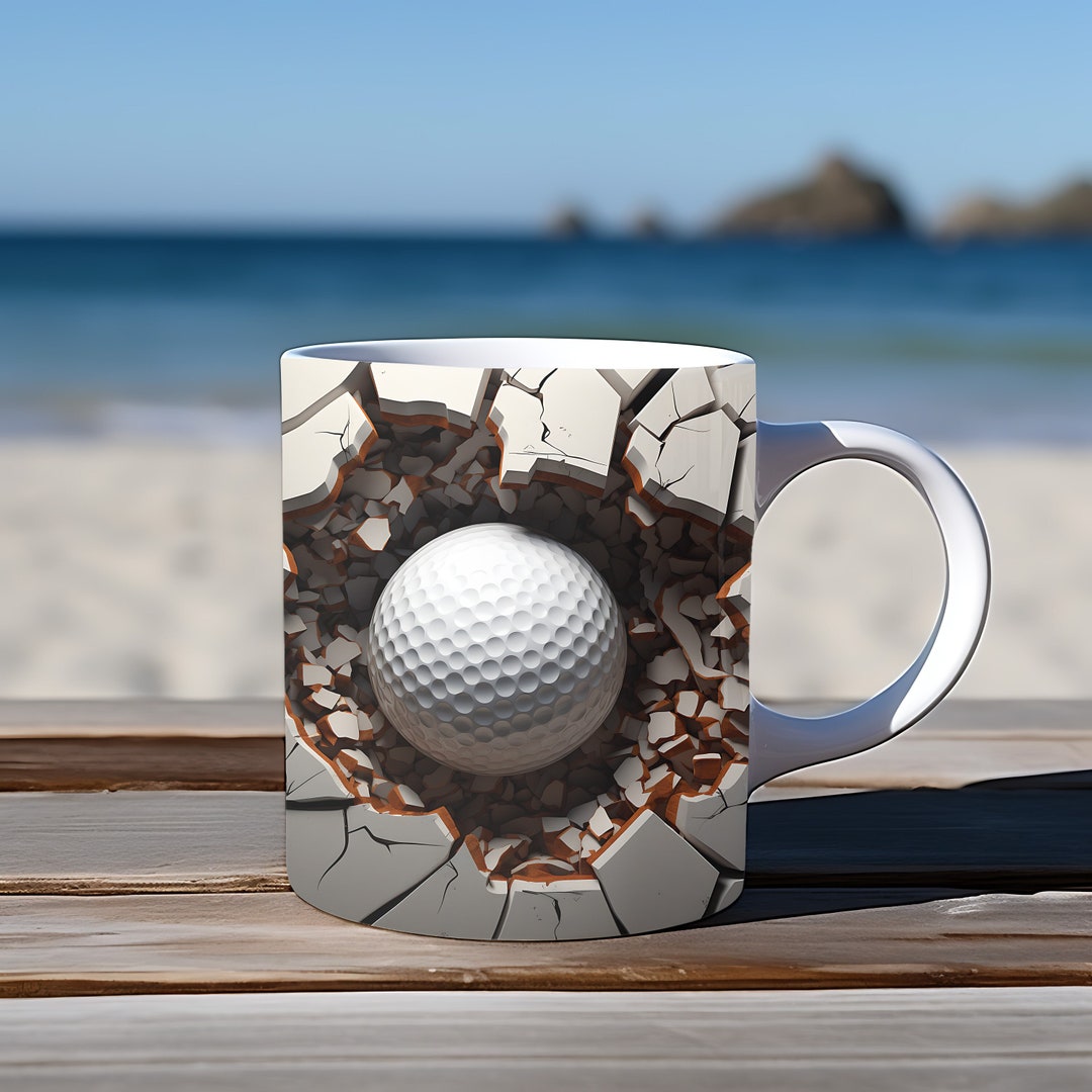 3D Golf Ball Hole in A Wall Mug Wrap Design, 11oz & 15oz Mug ...