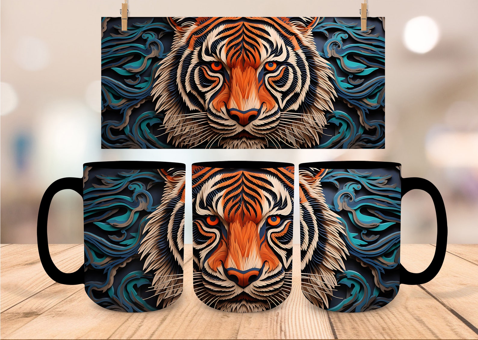 3D Mug Wrap Bundle, 3D Butterfly Mug Wrap, 3D Flowers Mug Wrap, 3D Cat ...