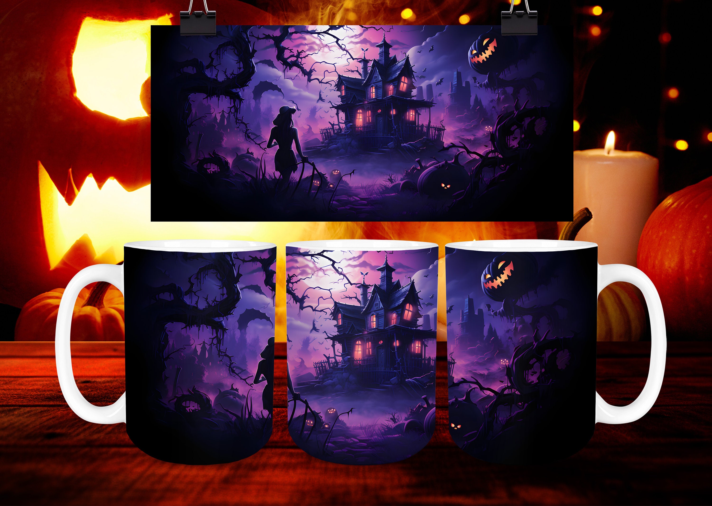 15 2D Halloween Mug Wrap Sublimation Designs, 11oz & 15oz Mug Press ...