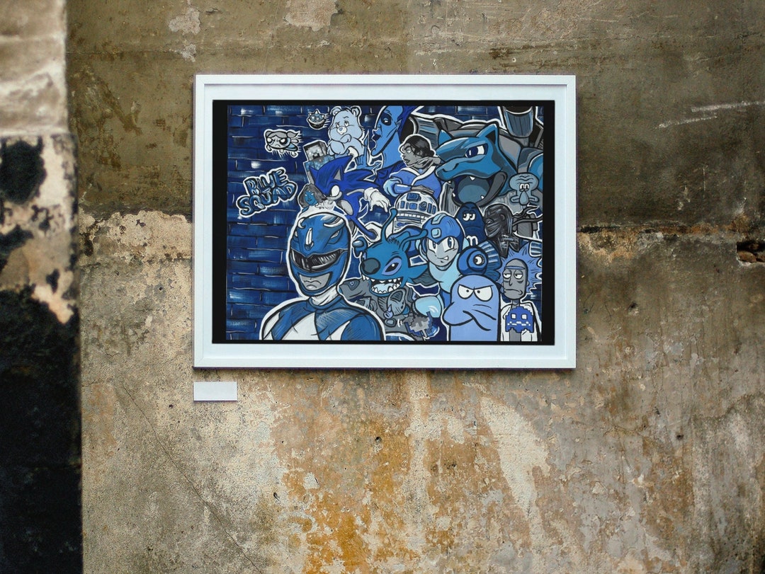 Blue Multiverse Painting Art Print Iconic Blue Characters - Etsy
