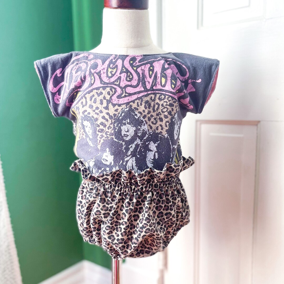 2 Piece Upcycled Outfit 3T Leopard Bloomies, Band Tee Two Piece Outfit ...