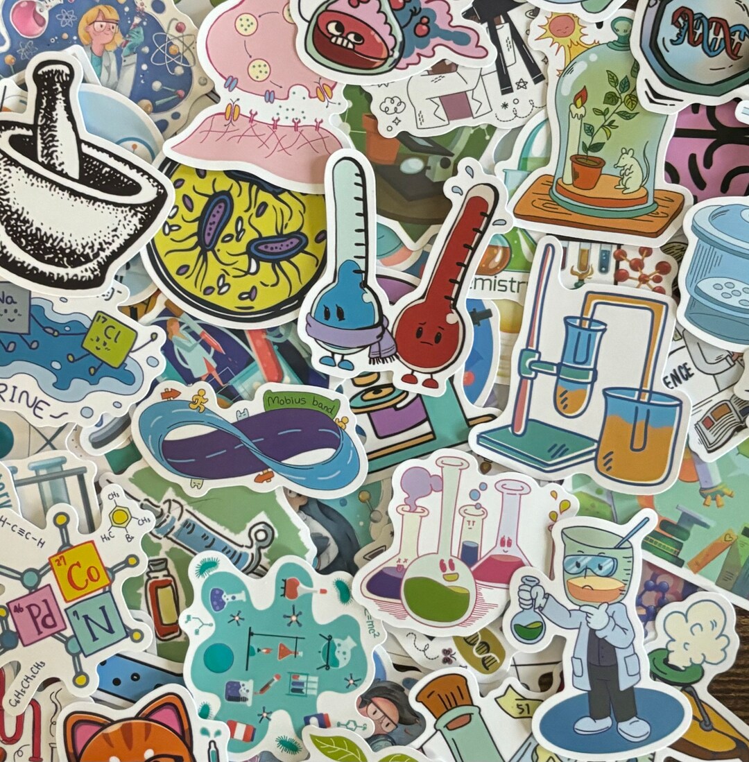 5-50 Pack Science Themed Stickers for Laptops, Skateboards, Phones ...