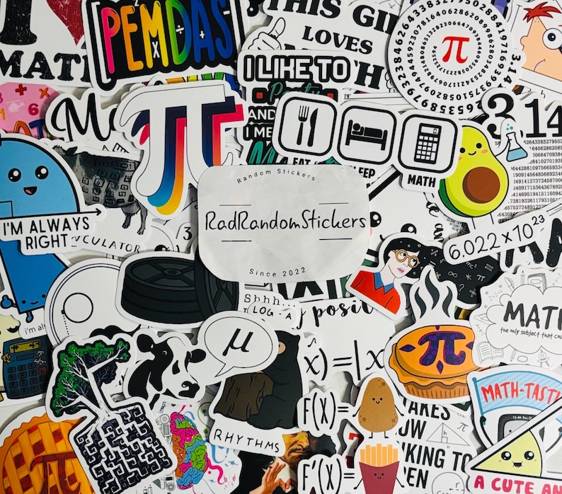 Math Themed Stickers Pack of 10, 20 or 50 Decals for Planners, Journals ...
