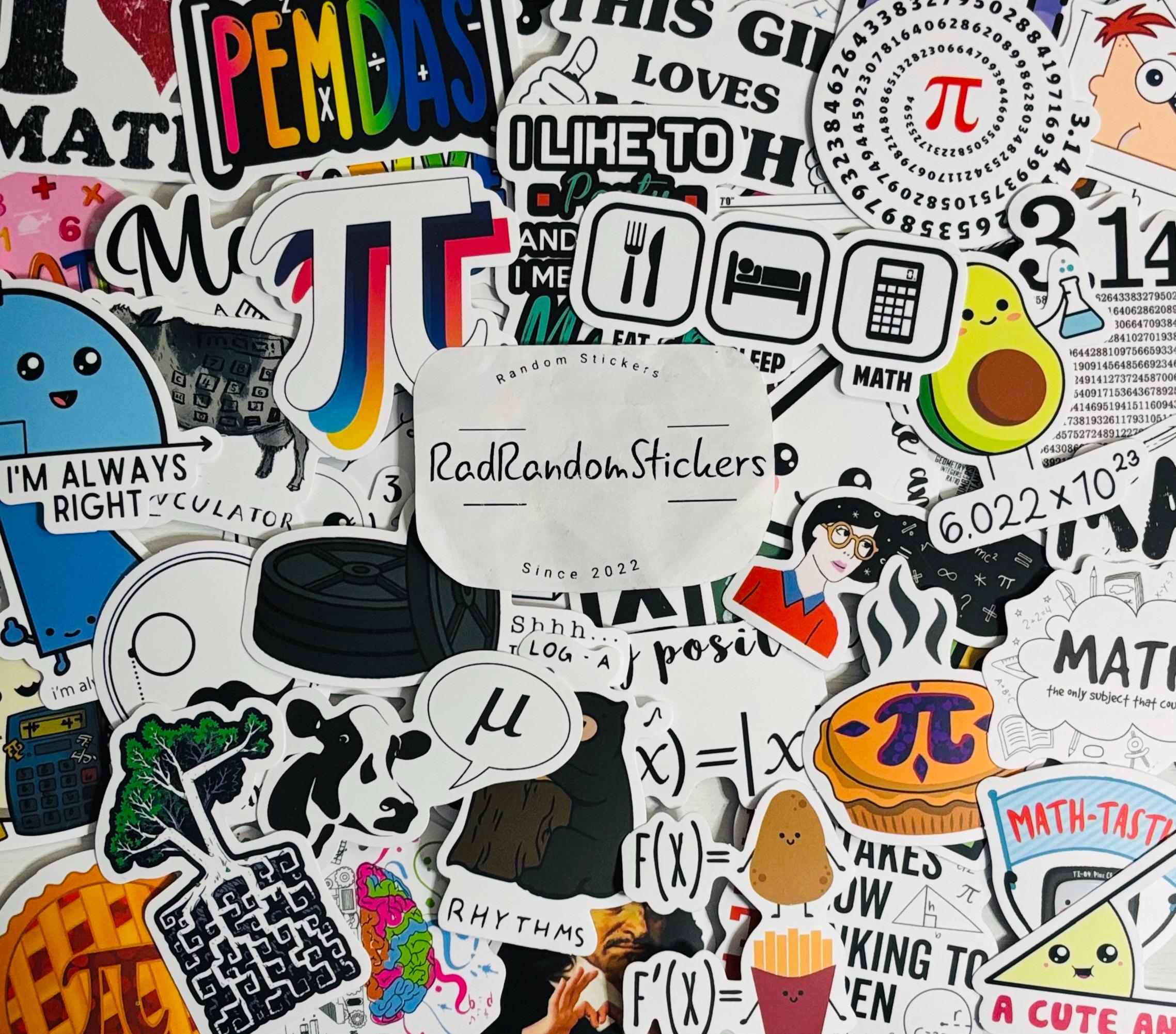 Math Themed Stickers Pack of 10, 20 or 50 Decals for Planners, Journals ...