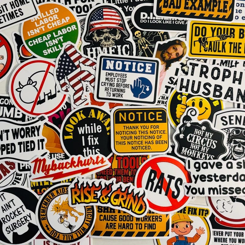 Funny Hard Hat Stickers - Etsy