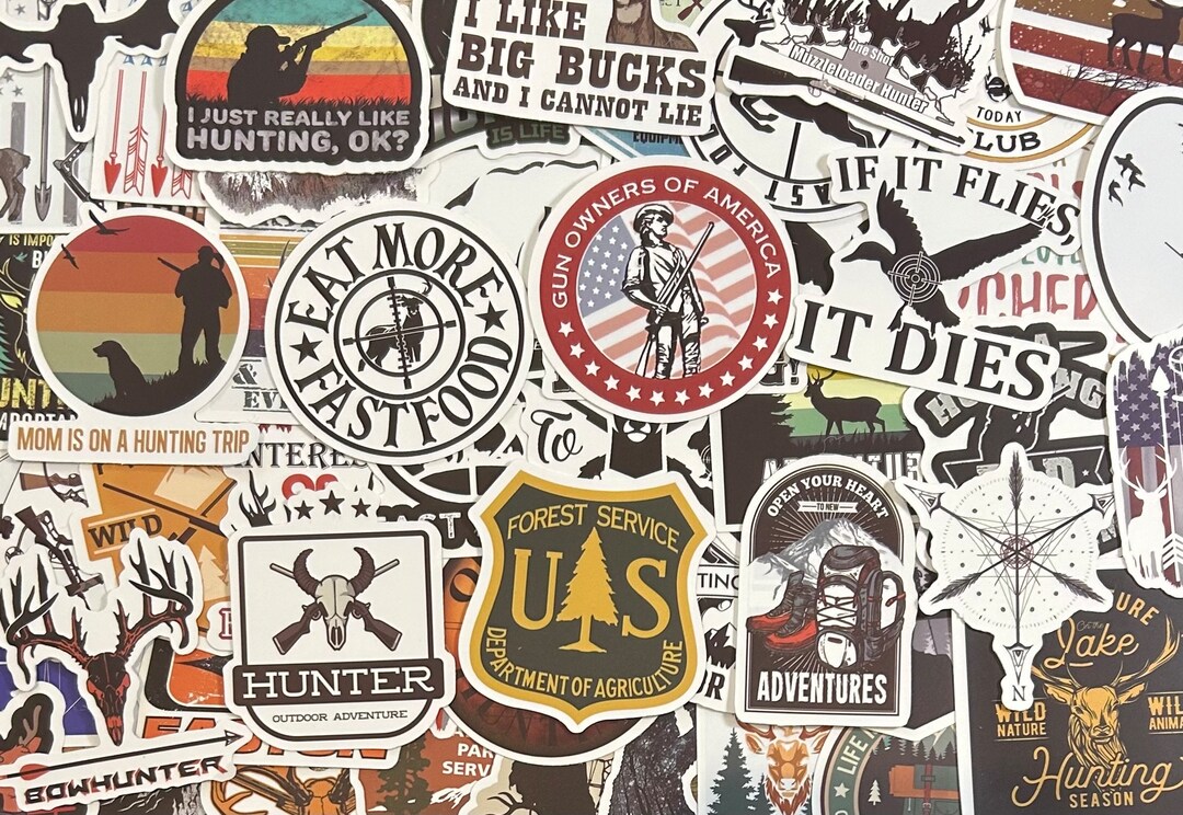 5-50 Pack Hunting Themed Stickers for Laptops, Skateboards, Phones ...