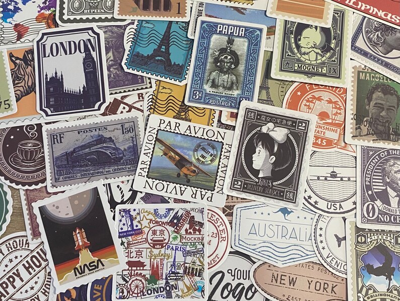 5-50 Pack Travel Passport Stamps Themed Stickers for - Etsy