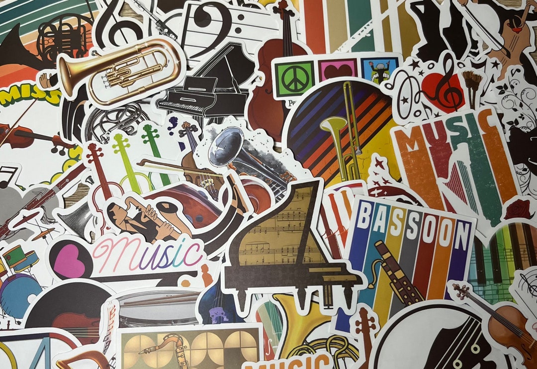 5-20 Pack Music Themed Stickers for Laptops, Skateboards, Phones ...