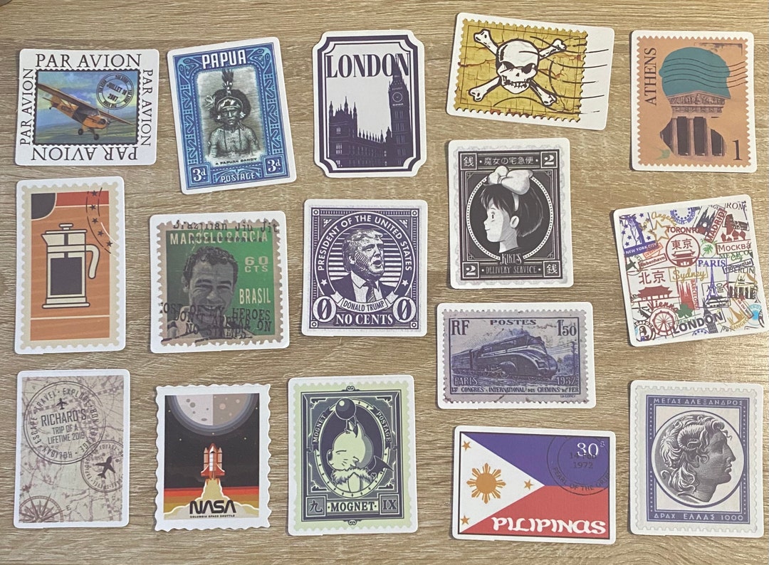 5-50 Pack Travel, Passport, Stamps Themed Stickers for Laptops ...