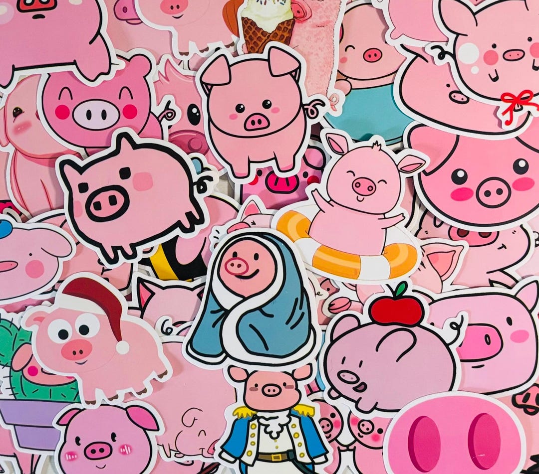 Pig, Piglet Themed Stickers Pack of 10, 20 or 50 Decals for Planners ...