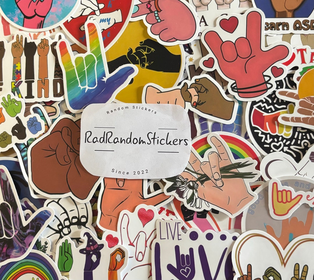 5-50 Pack ASL, Sign Language Stickers for Laptops, Skateboards, Phones ...