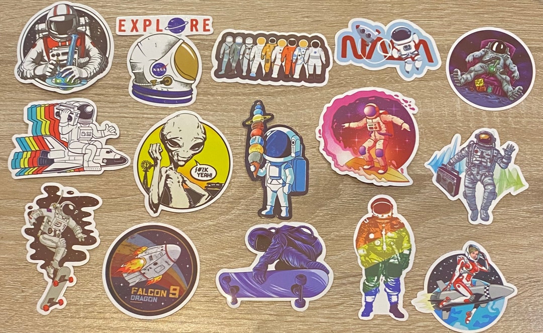 5-50 Pack Astronaut Themed Stickers for Laptops, Skateboards, Phones ...