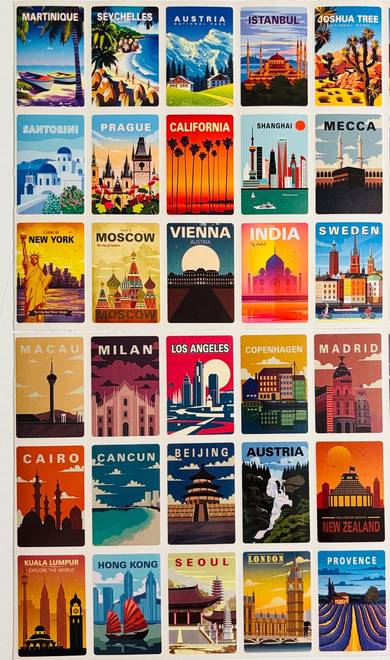 World Travel Passport Stickers Pack of 10, 20 or 50 Decals for Planners ...