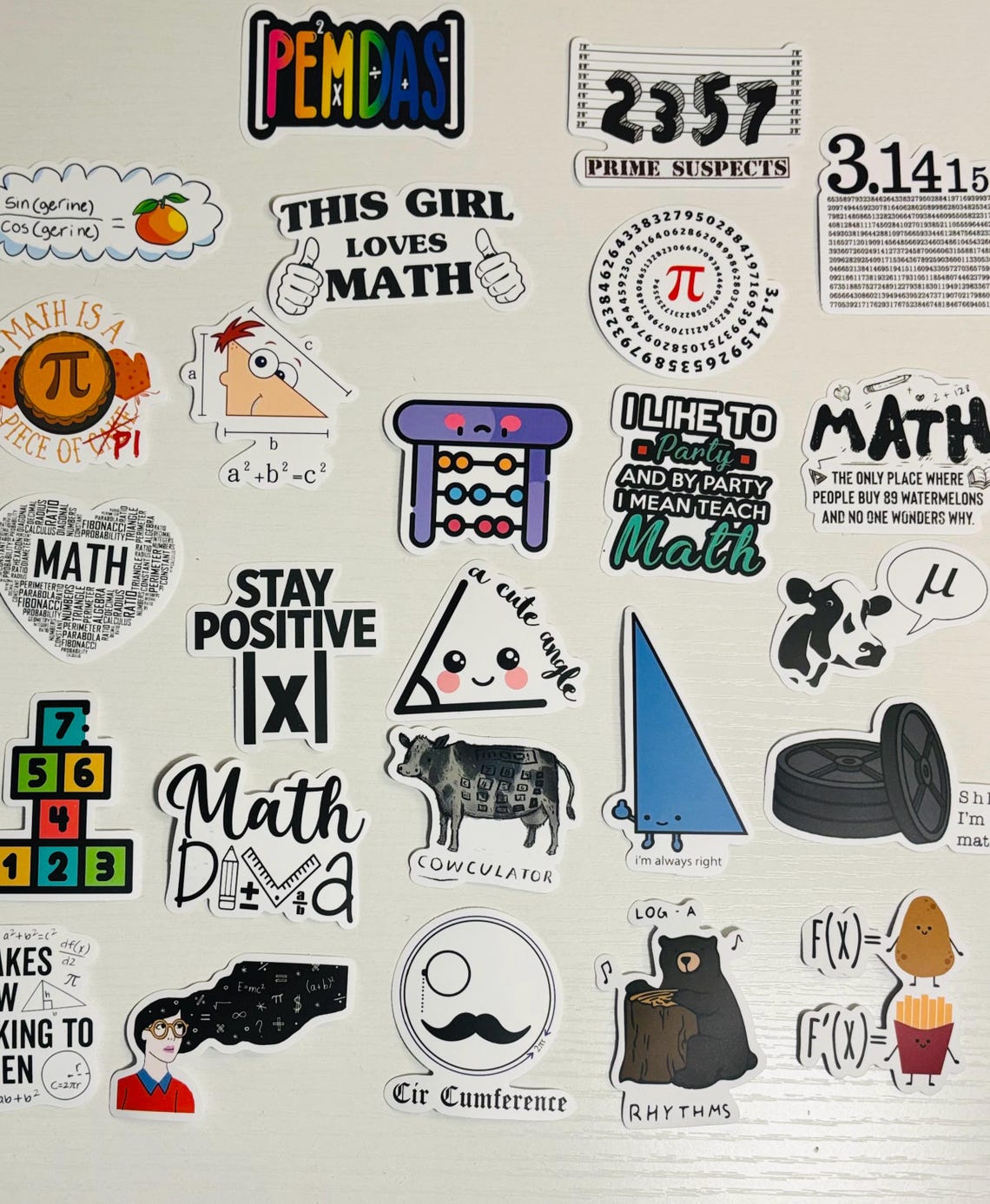 Math Themed Stickers Pack of 10, 20 or 50 Decals for Planners, Journals ...
