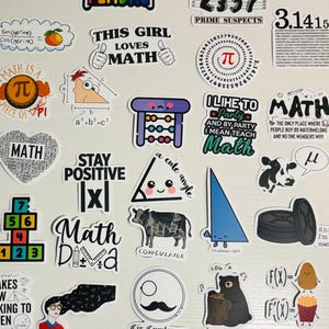 Math Themed Stickers Pack of 10, 20 or 50 Decals for Planners, Journals ...