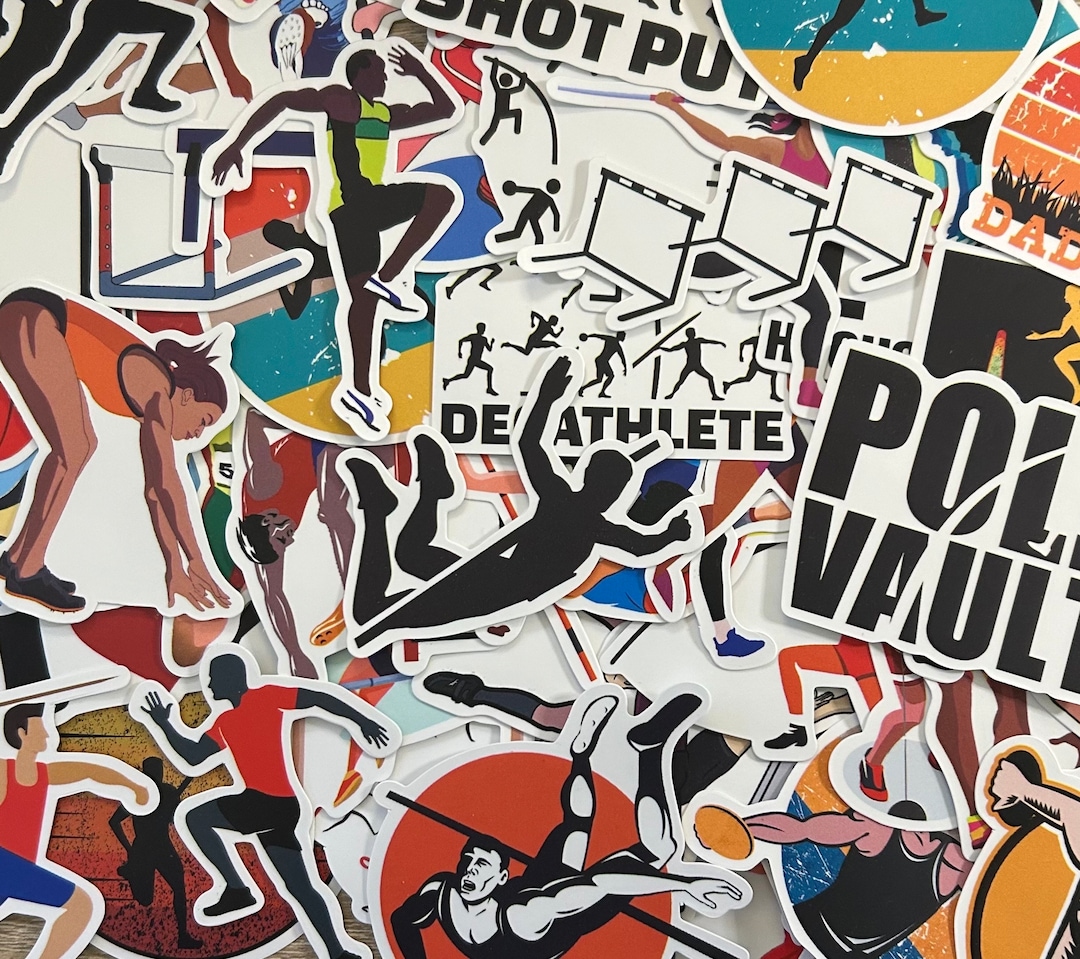 5-50 Pack Track and Field Stickers for Laptops, Skateboards, Phones ...