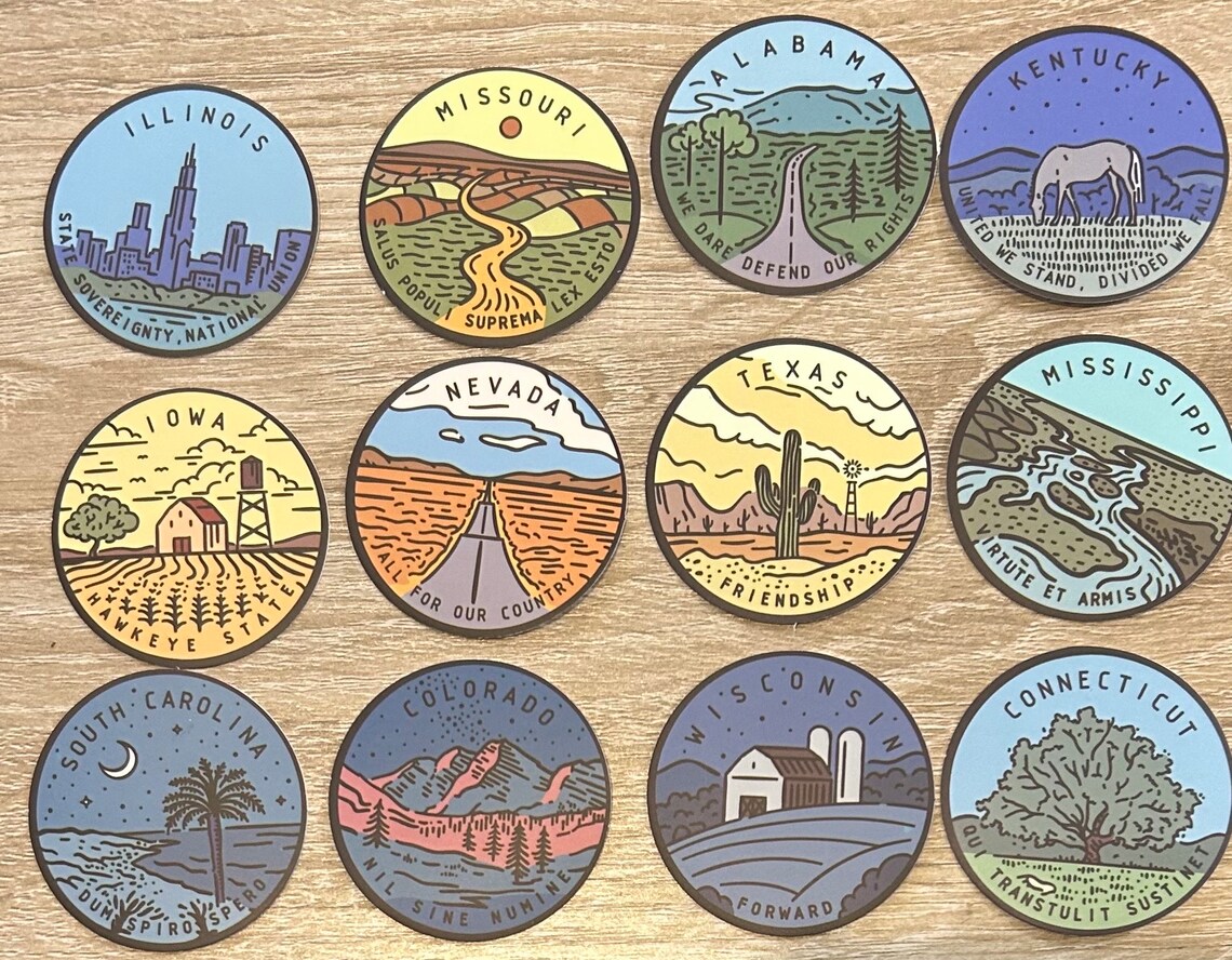 USA State Stickers for Laptops, Skateboards, Phones, Rewards, Water ...